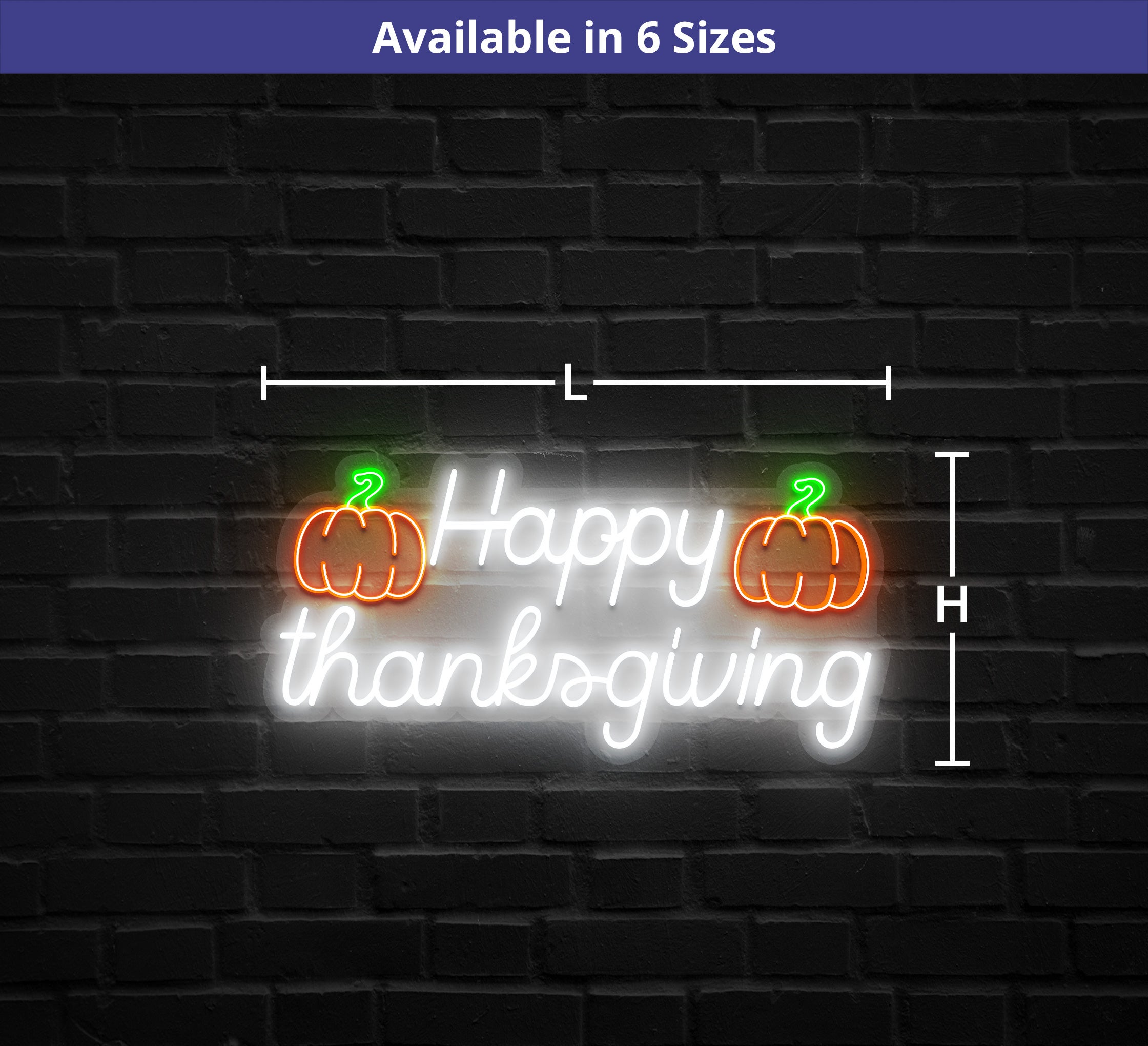 Happy Thanksgiving Pumpkin LED Neon Sign | Custom Happy Thanksgiving ...
