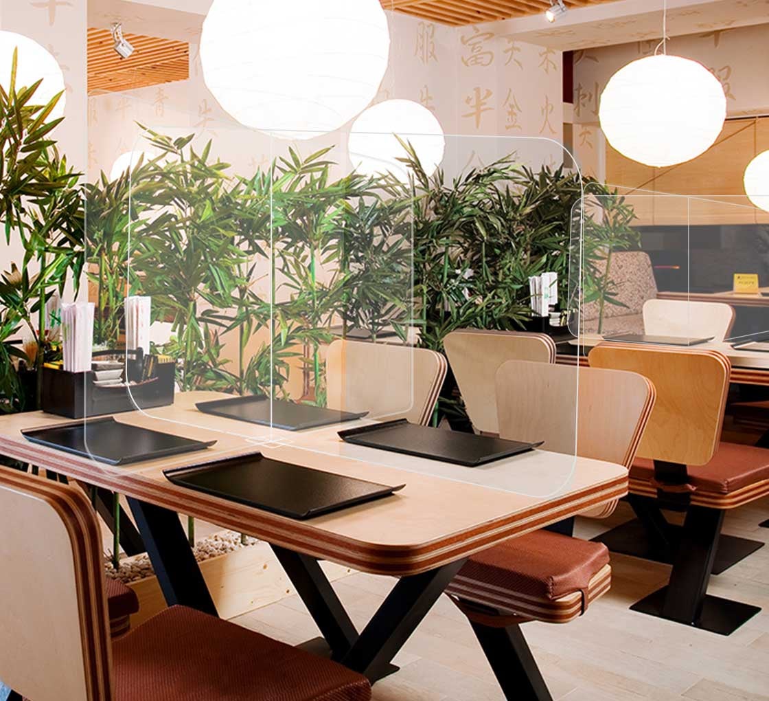 Restaurant Tabletop Desk Divider Sneeze Screen Clear Acrylic 4 person
