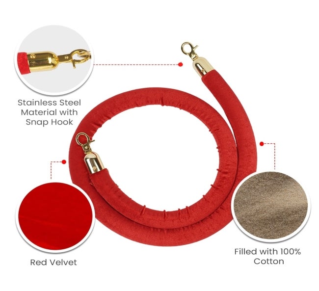 Velvet Stanchion Rope | Custom Velvet Stanchion Rope - Bannerbuzz.co.uk
