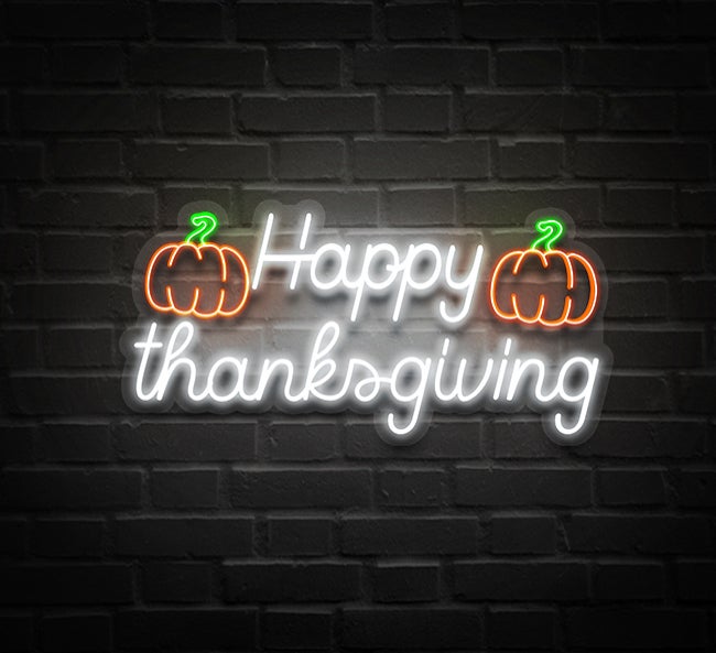 Happy Thanksgiving Pumpkin LED Neon Sign | Custom Happy Thanksgiving ...